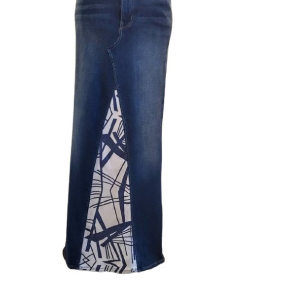 H&M | Skirts | Deconstructed Long Denim Skirt Geo Design With Matching ...